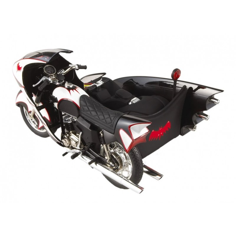 HotWheels 1/18 Batman & Robin 1966 Tv Series Batcycle & Sidecar